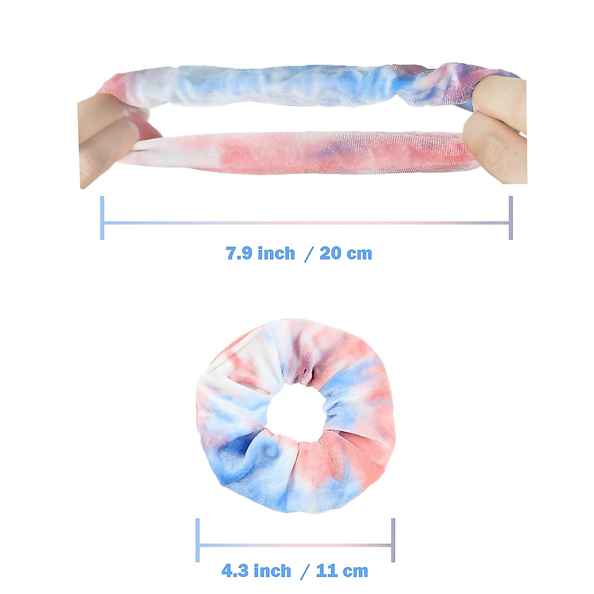 IVARYSS Scrunchies for Girls, 12 Pcs Tie Dye Velvet Scrunchies for Hair, Soft Rainbow Ponytail Holder, Cute Candy Colors Elastic Hair Bands for Teens and Women