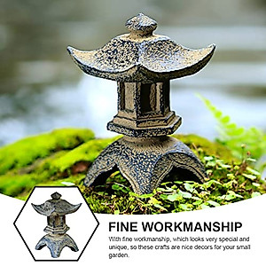 GANAZONO Bonsai Pagoda Miniature Pagoda Figurines Garden Resin Pagoda Lantern Statue Chinese Miniature Hexagon Zen Asian Bonsai Micro Landscape Decoration Miniature Ornaments