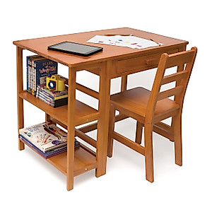 Lipper International Child's Work Station Desk and Chair, Pecan Finish