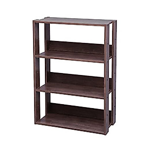 IRIS USA Rack 3-Shelf Open Wood Shelving Unit, WIDE, Brown