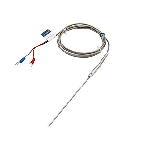 K Type Thermistor Temperature Sensor Probe Range from 0 to 600 °C Temperature Controller, 100mm/4" Long Probe Thermocouple, Probe can be Easily Bent Diameter :2mm/0.08" (2X100X2M) MT-6320-100mm