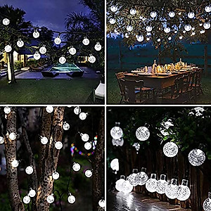 Solar String Lights Outdoor Waterproof,50LED Crystal Globe Solar String Lights,8 Mode 7M/24Ft Outdoor Solar Powered String Lights for Garden,Patio,Christmas,Parties,Wedding,Festival (Cool White)