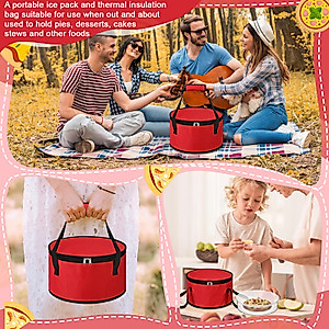 Pickmesh 12 Inch Pie Carrier with Lid Insulated Food Carrying Case Bag 12" Food Storage Containers with Lid and Handle Reusable Cooler Thermal Bag for Pies Cheesecake Pizza Picnic(Red,Classic)