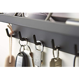 Key Holder Wall Mounted with 6 Hooks, Self Adhesive Metal Key Rack with Mail Organizer Tray, Key Hanger for Entryway Hallway Kitchen Farmhouse Decor