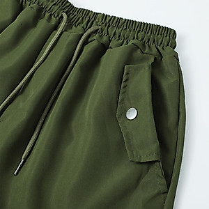 Ollysqiar Khaki Pants for Women Parachute Pants with 4 Shapewear Leggings for Women Yoga Pants for Women with fold Over Waistband Jean Capris for Women Casual Summer Black Footless Tights