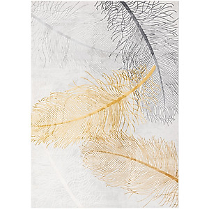 Unique Loom Finsbury Collection Area Rug - Camilla (7' 1" x 10' Rectangle, Yellow Gray/ Ivory)