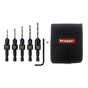 Make it Snappy Tools Brand Quick-Change 5-Pc. Countersink Drill Bit Set with Case. Proudly Made in The USA
