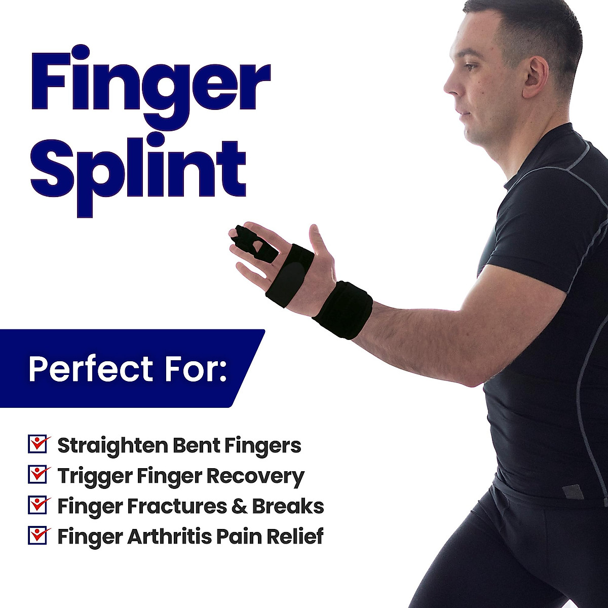 Trigger Finger Splint Middle Finger Brace | Middle Finger Splint For Broken or Fractured Middle Finger, Arthritis, Tendonitis, Tenosyvitis | Mallet Trigger Finger Straightener Immobilizer | LARGE
