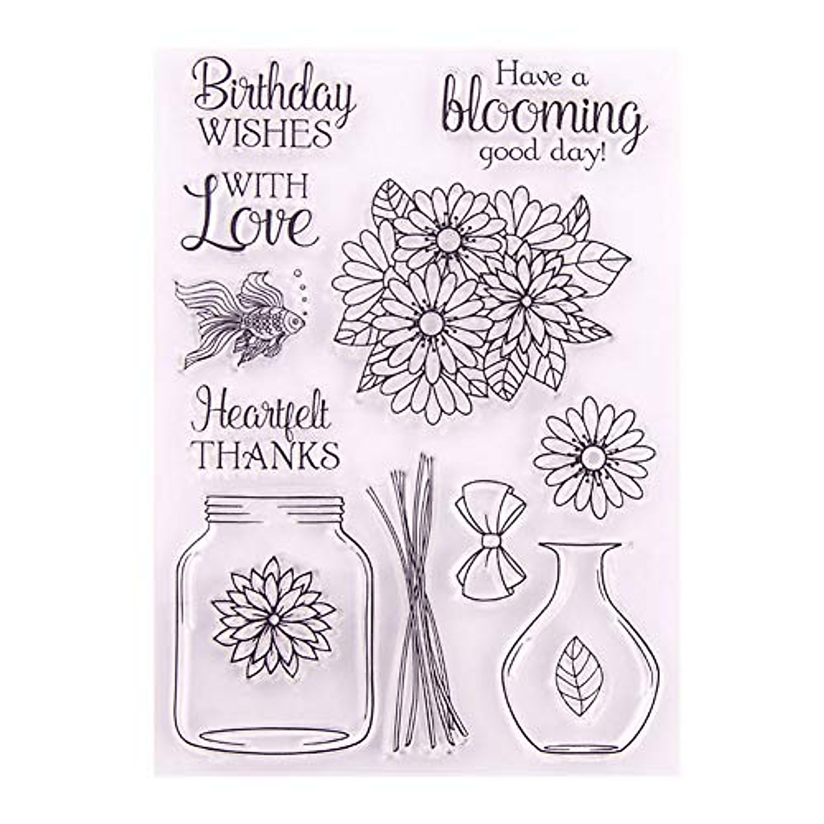 Stamps and Dies for Card Making, DIY Scrapbooking Arts Crafts Stamping, Metal Cutting Dies Stamps Arts Supplies, Clear Silicone Stamps for Gifts Vase