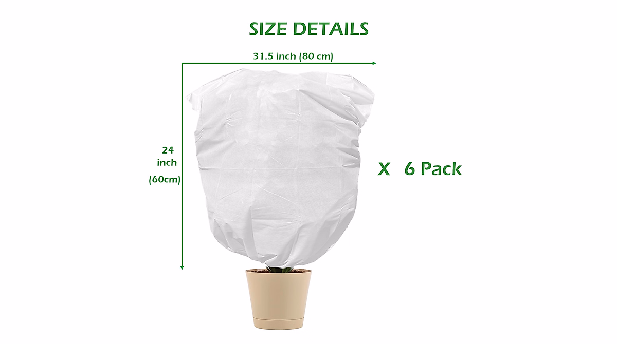 6 Pack Plant Covers Frost Protection Bag Winter Drawstring Plant Covers ...