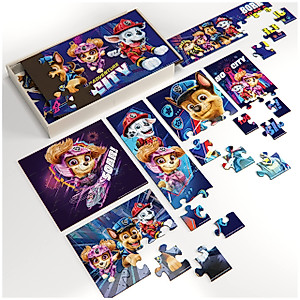 PAW Patrol: The Movie, 7 Wood Puzzles Jigsaw Bundle 12pc 16pc 24pc Chase Skye Marshall Rubble Show with Tray, for Kids Ages 4 and up