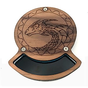 C4Labs-Walnut Dice Coaster for Tabletop Gaming-Dragon-Color Options (Edgelight Blue)