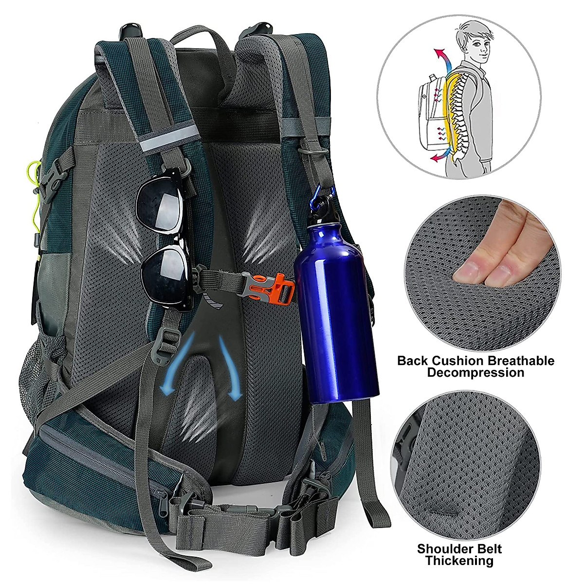 N NEVO RHINO Waterproof Hiking Backpack 40L 50L, Camping, Outdoor Sport Travel Backpack with Rain Cover for Men Women