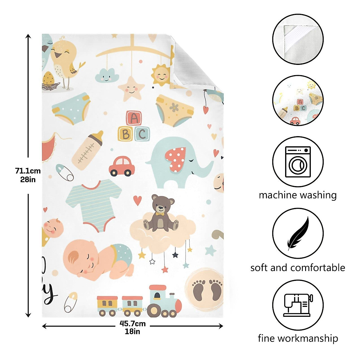 SLHKPNS Baby Shower Set Cute Cartoon Kitchen Dish Towel Set of 1, Lovely Animals 18x28in Absorbent Dishcloth Reusable Cleaning Cloths for Household Use