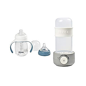 BEABA Fast Baby Bottle Warmer, Baby Food Warmer, (3-in-1) Warm Milk in Just Two Minutes + 2-in-1 Bottle to Sippy Learning Cup