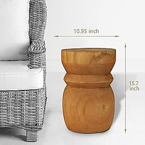 Uziass Wood Side Table Tree Stump Stool, 15”H End Table Round Outdoor Garden Natural Tree Stump Side Table for Living Room Bedroom Patio Balcony Home Decor
