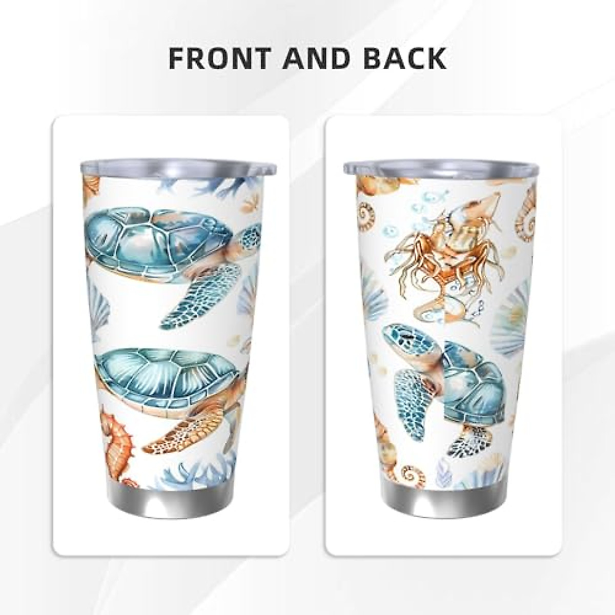 AYCZN Ocean Seahorse 20 OZ Tumbler Stainless Steel Travel Coffee Mug, Sea Turtle Insulated Water Bottle with Lid Leakproof Thermal Cup