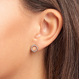 PANDORA Forever Stud Earrings - Great Gift for Her - Stunning Women's Earrings - 14k Rose Gold & Cubic Zirconia