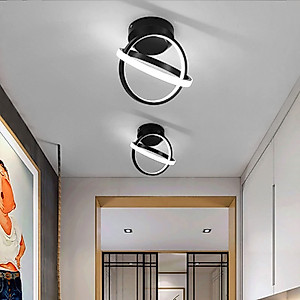 CANEOE Black Led Ceiling Light, 6000K Modern LED Ceiling Lighting Fixtures, Metal Creative Design Ceiling Lamp for Living Room Bedroom Corridor Aisle Hallway Indoor Ceiling Lamp (Cool White)