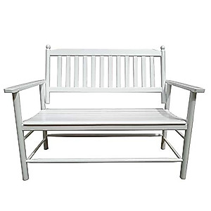 Rockingrocker - A059WT White Outdoor Wood Garden Bench - Suitable for Indoor or Outdoor - Assembled Dimensions:W49.21 x H40.16 x D26.97 inches