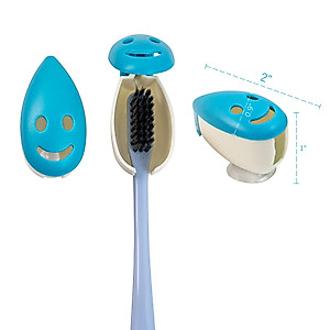 AUEAR, 8 Pack Happy Face Toothbrush Head Cover Cap with Suction Cup Cute Portable Protective Covers Case for Home Travel Outdoor Camping 4 Colors