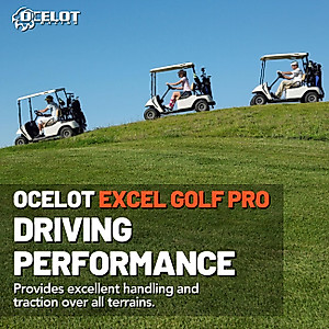 Ocelot Excel 18x8.5-8 Golf Cart Tires with White 8x7 4/4 2.5+4.5 Steel Wheel, Fits Club Car, Golf Carts With Stock Size 8x7 OEM Wheels, Tubeless tire, Turf Style Tread for Low Impact On Grass