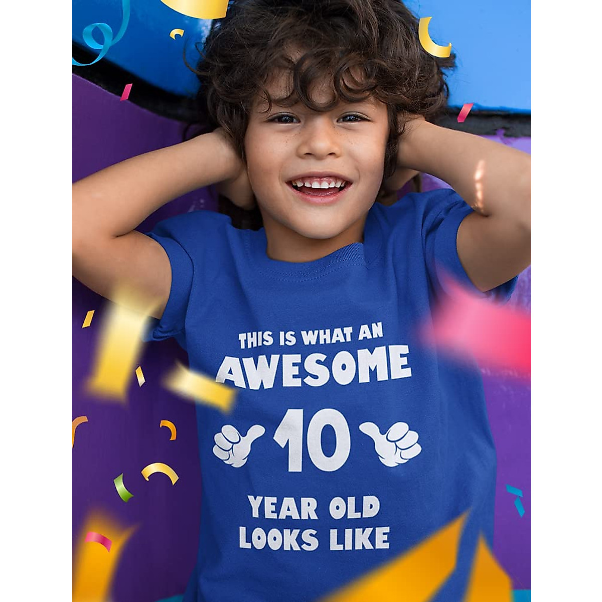 This is What an Awesome 10 Year Old Looks Like 10th Birthday Shirt Gifts for Girls Boys Youth Kids T-Shirt Large Blue