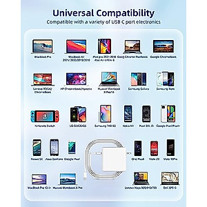 Mac Book Pro Charger - 118W USB C Fast Charger Power Adapter Compatible with USB C Port MacBook Pro, MacBook Air, New iPad Pro and All USB C Device, 7.2ft USB-C to C Charge Cable, White