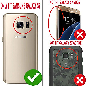 STARSHOP Samsung Galaxy S7 Phone Case, with [Tempered Glass Screen Protector Included] PU Leather Wallet Shockproof Cover Kickstand with Pocket Card Slots Magnet Closure -Dark