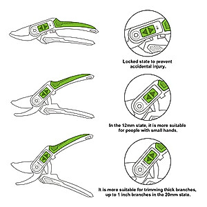 Evcitn 8.6" Garden Pruning Shears(K88), Bypass Pruning Shears with 1 Inch Cutting Capacity, Tree Trimmer, Branch Cutter, Hedge Clippers, Ergonomic Garden Tool, Green