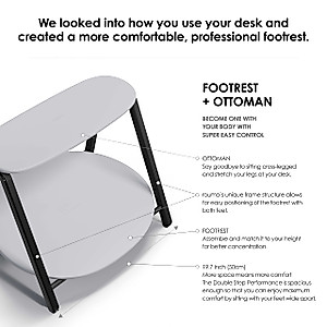 'roumo DSP with Velvet Light Gray Fabric Cover' Desk Footrest That Fits My Body, Height Adjustment Double Tier Step Stool, Footrest + Ottoman, Comfort Creative Desk Life