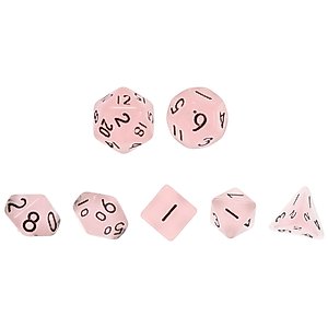 Uonlytech 7pcs Glow Mini Dice, 10mm Polyhedral Dice Glow in The Dark Luminous Dice Set for Playing Tabletop Roleplay Games (Pink)