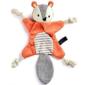 Vitscan Stuffless Dog Toys for Puppy, Crinkle Squeaky Dog Chew Toys Squirrel Plush Dog Toy with Rope Knots for Small Dogs (Squirrel)