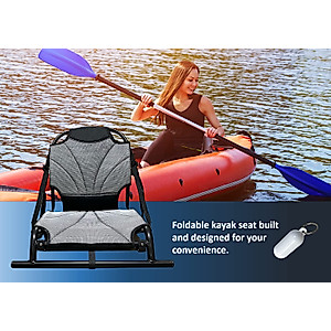 Pactrade Marine Adjustable Straps Black Gray Textilene Mesh Fabric Upright Deluxe Lightweight Kayak Seat Foldable Canoe Cushion Aluminum Frame Sit On Top Fishing Canoeing Boating Kayaking Rafting