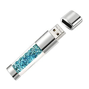 Lovely Diamond USB 2.0 Flash Drive Data Storage Memory Stick USB Stick Pendrive Gift (64GB, Lake Blue)