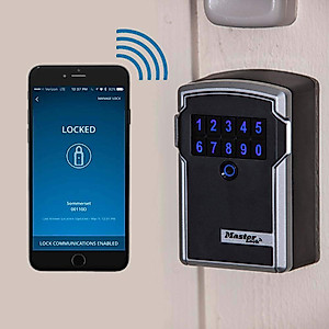 Master Lock Digital Lock Box for Keys with Code, Electronic Wall Mount Key Safe with Bluetooth Connection to iOS/Android App and Sharable Keypad Codes, 3-1/4 Inches Wide, ‎5441EC