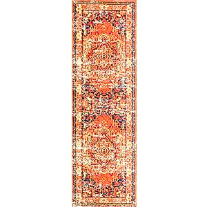 nuLOOM Vintage Mackenzie Runner Rug, 2' 6" x 12', Orange