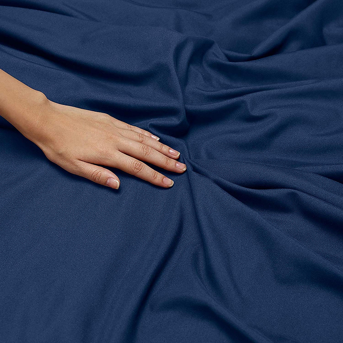 Cotton Sheets Set Navy Blue Solid Extra Long-staple Cotton 400 Thread Count Bedsheets, 72X80 Inch RV King Sheet set, Fits Mattress 16'' Deep Pocket Soft & Sateen Weave 4 Piece Sheets and Pillowcases