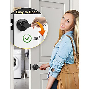 Mengico 6 Pack Door Handle Lock,Black Door Lever Interior,Passage Door Levers Closet Hallway Door Lever,Reversible Wave Lever Handles