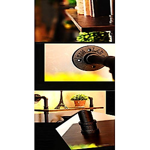 FOTEE Industrial Pipe Shelf Bracket, 2 Tiers Retro Wall Mounted Floating Shelf, Wood Look DIY Storage Shelving Bookshelf, Farmhouse Bathroom Shelving for Room/Kitchen/Office,Black