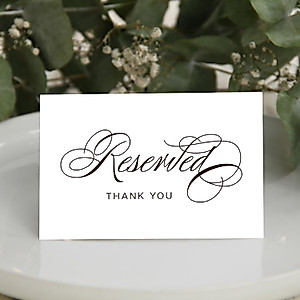 Reserved Signs for Weddings, Parties, Receptions, Restaurant and Celebrations, Reserved Signs for Tables, Reserved Signs for Wedding Chairs, 10 Pack,Thank You 4 x 6 Inches.