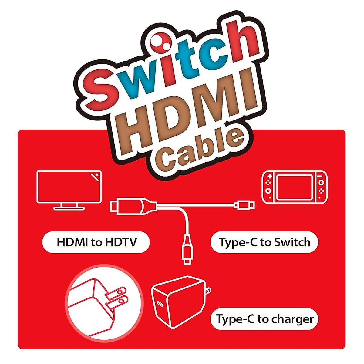 Brook Switch HDMI Cable - A Portable Dock and Charger Pack for Your Switch, Switch Dock Adapter to HDTV, Travel Lightly with Your Switch