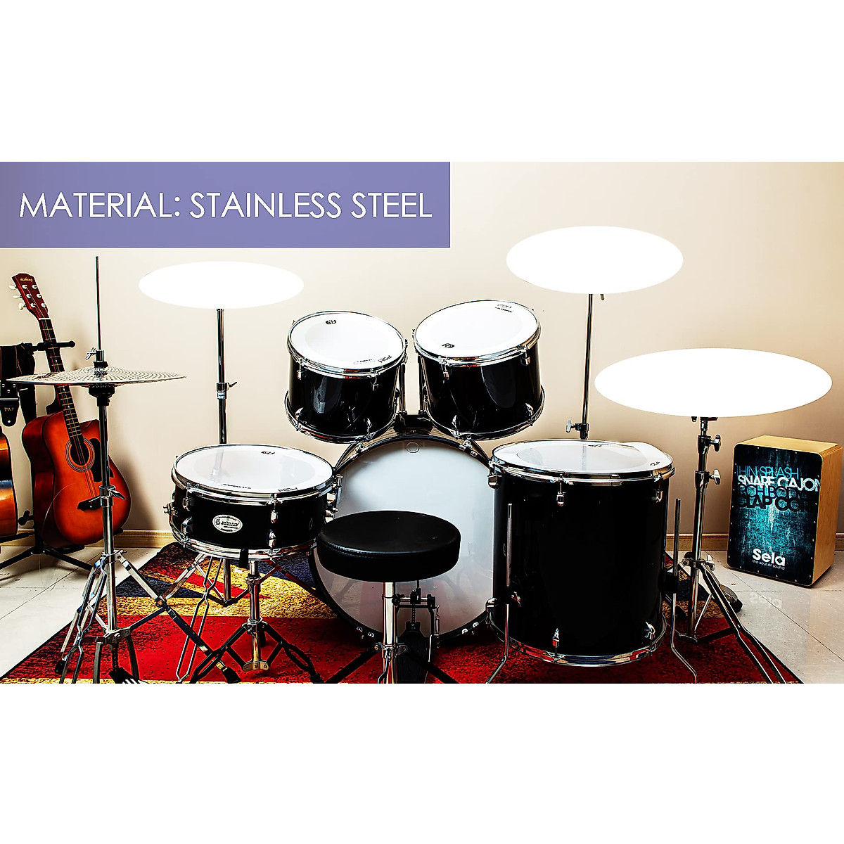 Low Volume Hi Hat Cymbals, 14 inches Practice Hi Hat Cymbal Pair, Quiet HiHat Cymbals (Silver)