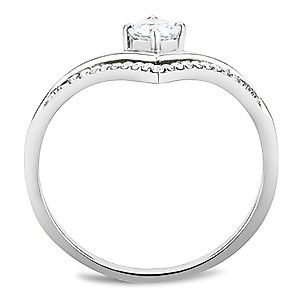 Womens Ring Mountain Top Stainless Steel Ring with AAA Grade CZ in Clear 6