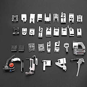 Sewing Machine Presser Foot Feet Kit Set,Fits for Brother, Baby Lock, Singer, Elna, Toyota, New Home, Simplicity, Janome, Kenmore, and White Low Shank Sewing Machine (32pcs)