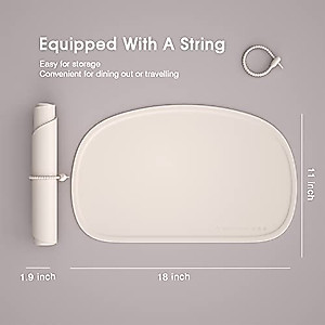 Cuddle Campus Silicone Placemat with Raised Edges for Kids,Toddlers,Babies, Non-Slip Table Setting Placemat for Dining,Come with String for Storage, (Buttercream)