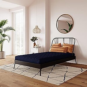 DHP Dana 6 Inch Quilted Twin Mattress with Removable Cover and Thermobonded Polyester Fill, Blue