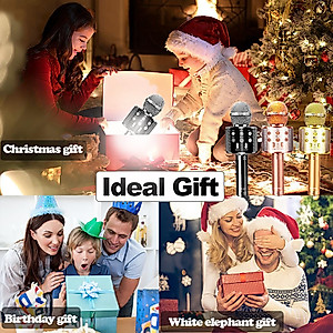 FINYIORE Microphone for Kids, Voice Changing Karaoke Micorphones Boys Girls Gifts for Kids Party Singing Microphone, White Elephant Gift for Adults