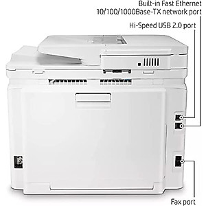 HP Laserjet Pro MFP M283cdw Wireless Color All-in-One Laser Printer, Print&Copy&Scan&Fax, up to 22 ppm, 600x600 dpi, 2.7" Color Touchscreen, Work with Alexa (7KW73A), with Lanbertent Printer Cable