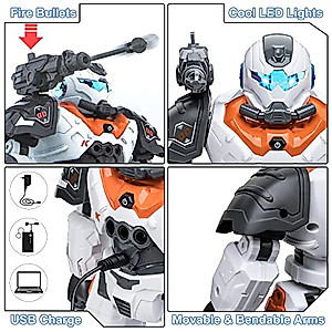 Remote Control Robot Toys for Kids, RC Robot Toy with Dancing/Shooting, Rechargeable Programmable with 2.4GHz Intelligent Gesture Sensing Smart Robot Gift Toy for 3 4 5 6 7 8+ Year Old Kids Boys Girls
